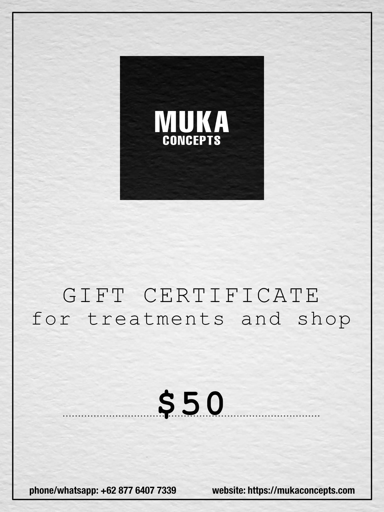 Muka Concepts Gift Certificate